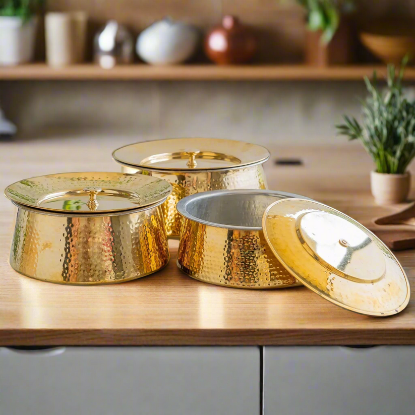 Brass Biryani Handi Set of 3 Pcs With Lid / Cooking and Serving Ware ...