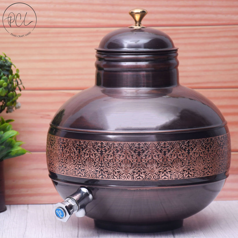 Pure Copper Antique Engraved Ghada/Pot Water Dispenser Capacity 8000ML ...