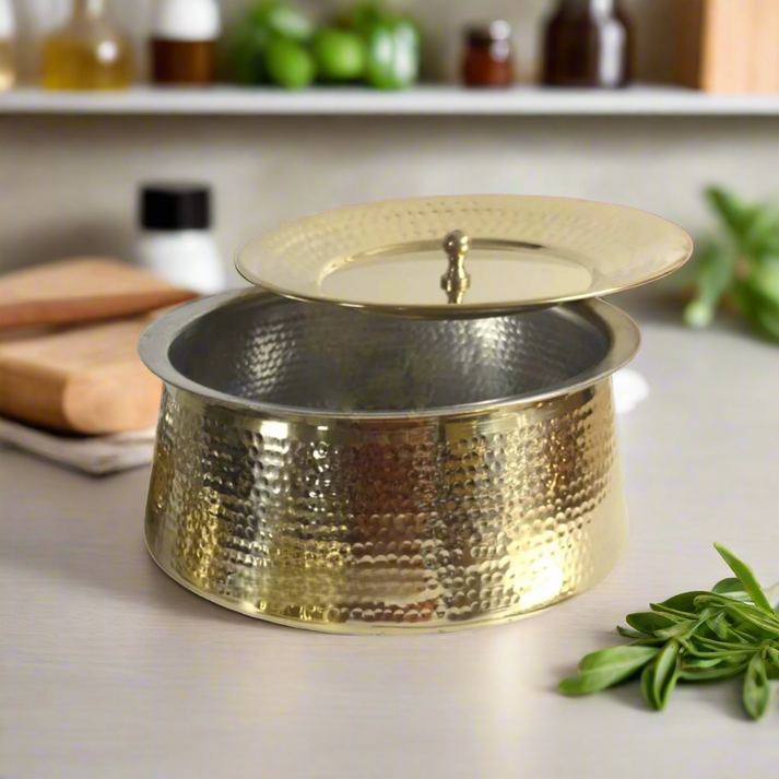 Pure Brass Biryani Handi With Lid / Serving and Cooking Pot - Medium ...