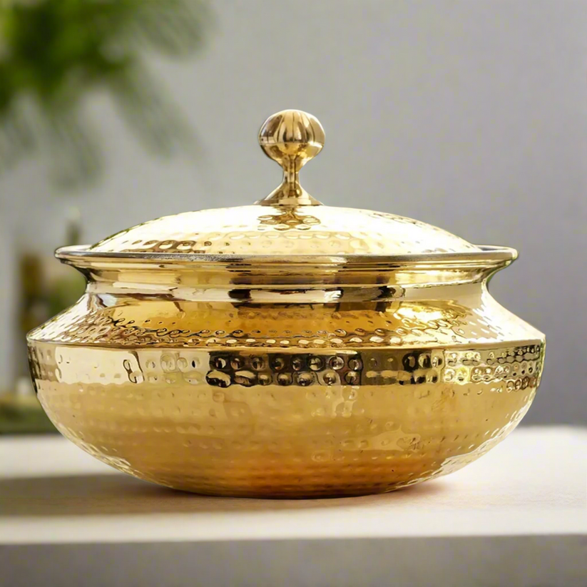 Brass Sipri Punjabi Handi Set With Tin Coating Inside | Heavy Brass De ...
