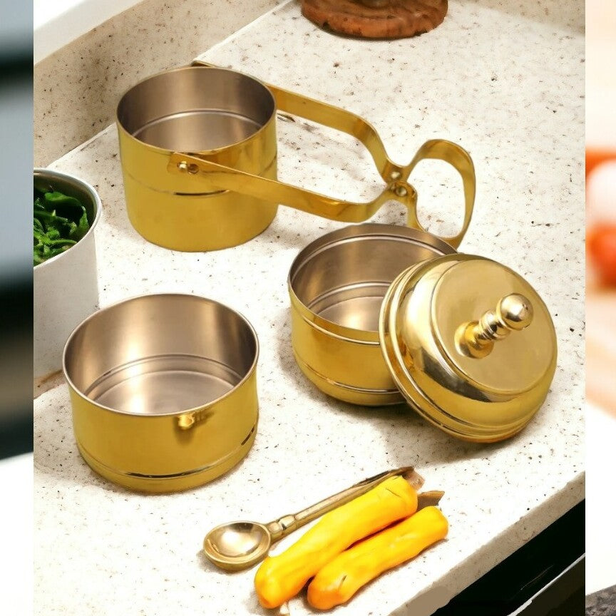 PCL Brass Tiffin Box With Kalai – PEARL CRAFTLAND